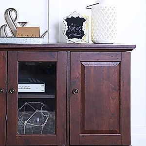 Walker Edison Traditional Wood Universal TV Stand with Storage Cabinets for TV's up to 65" Living Room Entertainment Center, 44 Inch, Traditional Brown