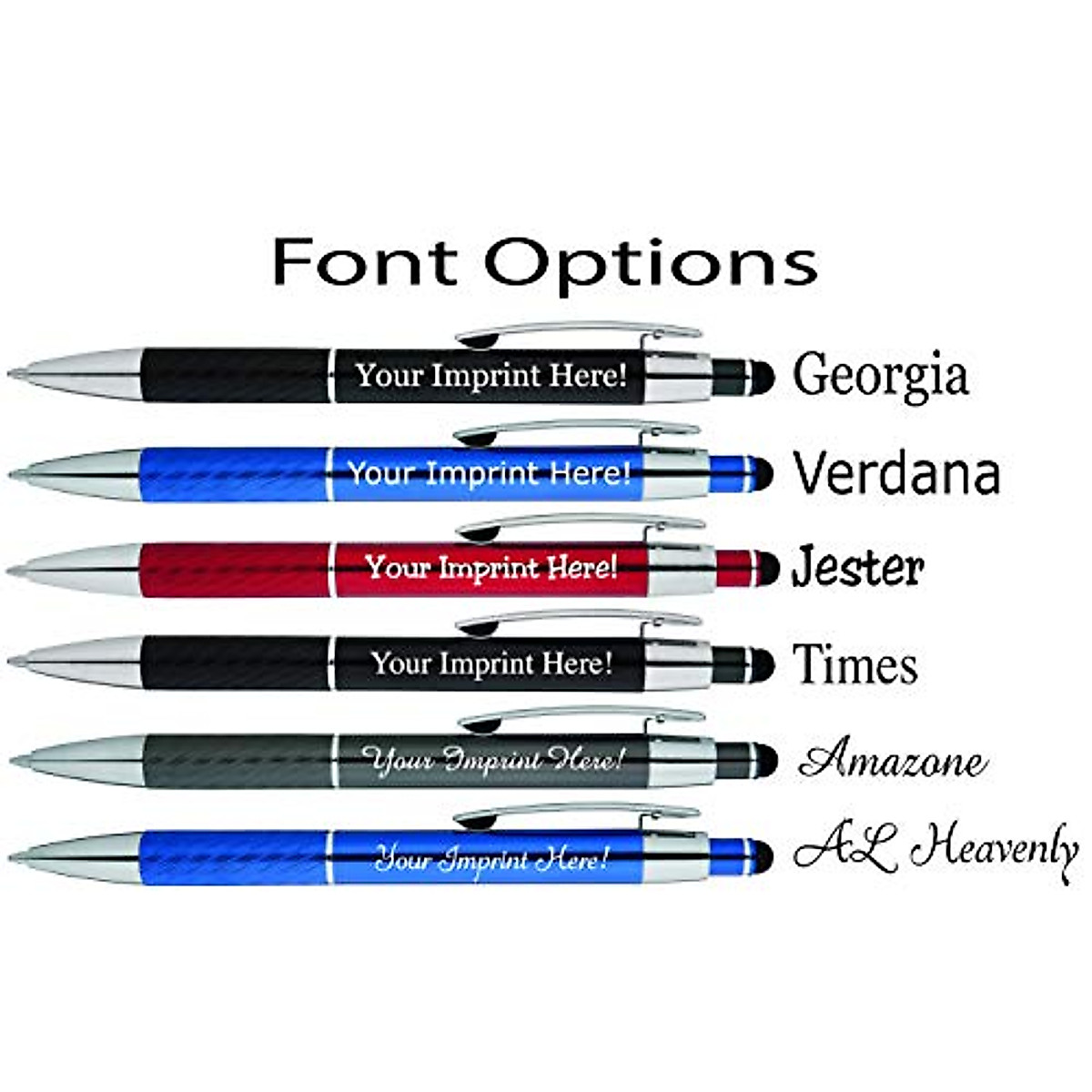 Customized Pens with Stylus - The Prestige Metal Pen - Custom Printed Name Pens with Black Ink Personalized & Imprinted with Logo or Message -Great Gift Ideas- FREE PERSONALIZATION - 6 pack (Black)