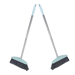 Levemolo 2pcs Stainless Steel Broom Angle Broom Large Broom Floor Cleaning Broom Market Broom Room Cleaning Broom Sweeper Broom Brooms for Sweeping Indoor Outdoor Broom Plastic Blue