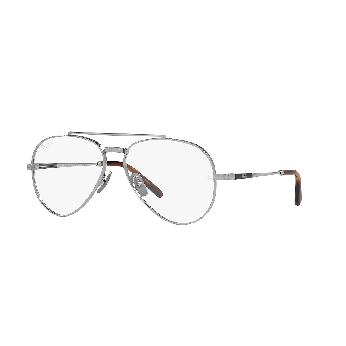 Ray-Ban RX8225V Aviator Titanium Pilot Prescription Eyewear Frames, Silver/Demo Lens, 55 mm