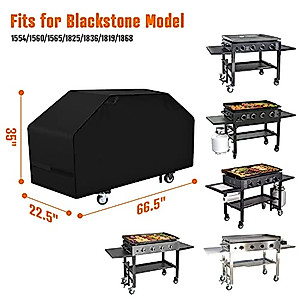 i COVER 36 inch Griddle Cover for Blackstone, 600D Heavy Duty Waterproof Canvas Flat Top Gas Grill Cover for Blackstone 36" Griddle Cooking Station 1554 1825 for Camp Chef 600 with Support Pole