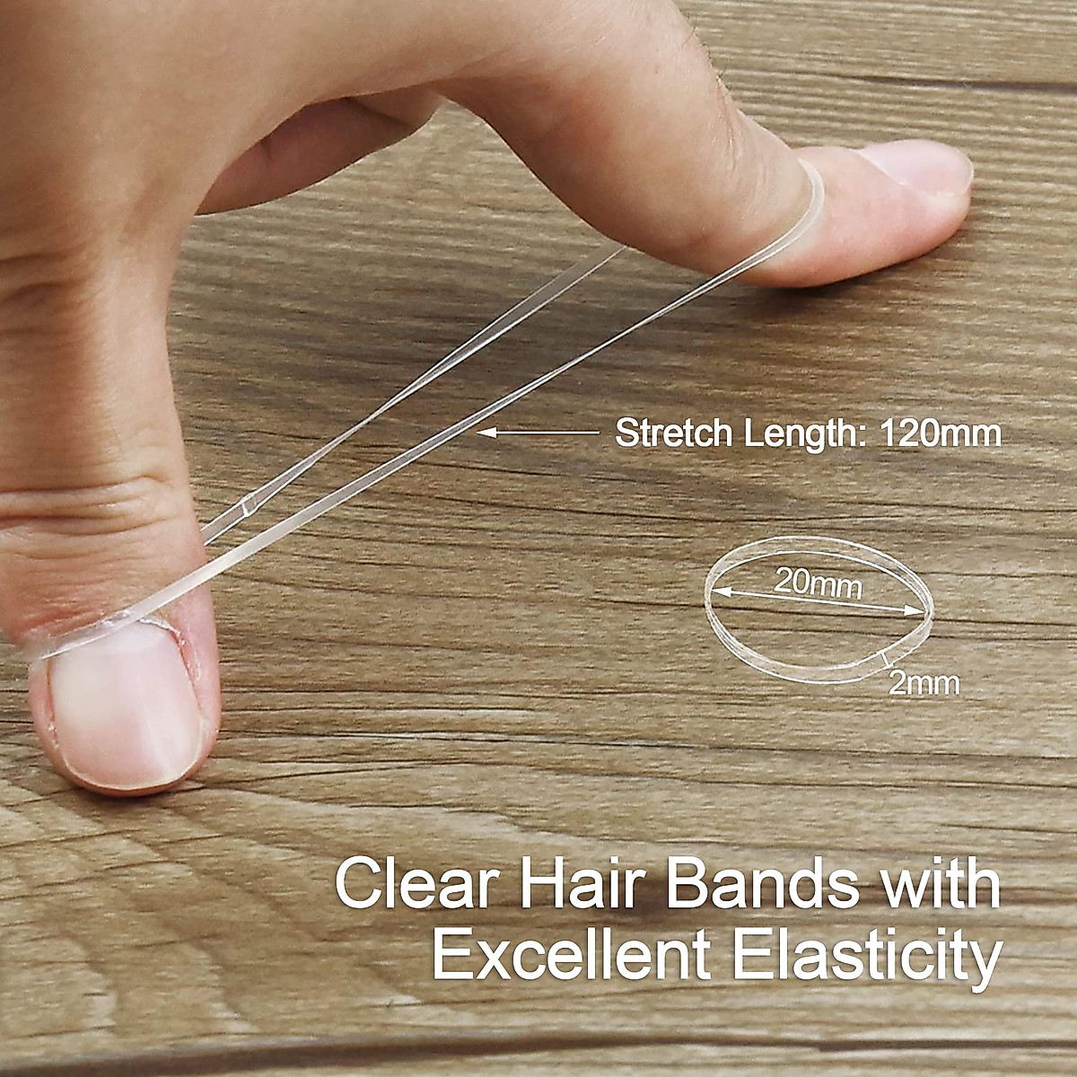 EAONE Clear Elastic Hair Rubber Bands, 1500pcs No Damage Mini Hair Ties Small Tiny Ponytail Holder, Hairstyling Accessories for Women Girls, 20mm in Diameter and 2mm in Width