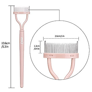 Eyelash Separator Eyelash Comb Lash Separator Tool MSQ Mascara Brush Eyelash Brush Separator Mascara Comb Arc Designed Mascara Applicator With Cover Naked Pink (1PCS)