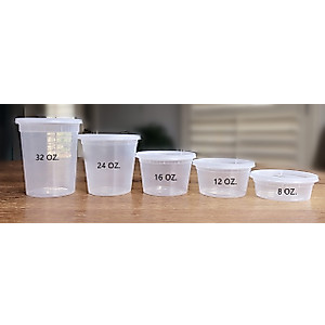 4U'LIFE Microwavable Translucent Plastic Deli Container and Lid Combo Pack (24 OZ (PACK OF 9))
