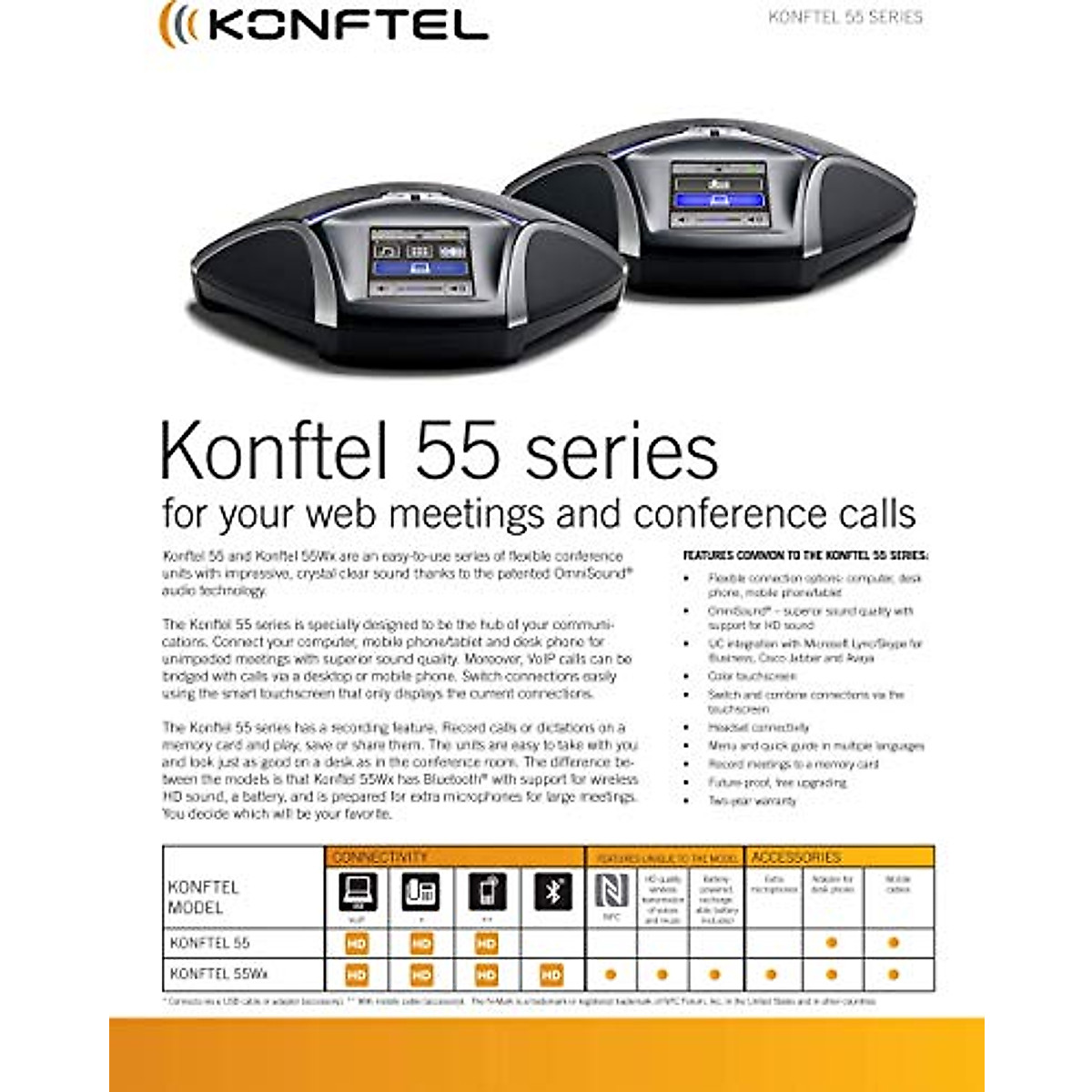 Konftel 55Wx Wireless Bluetooth HD Audio Conference Speaker Phone (Renewed)