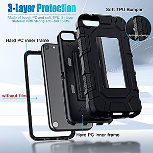 ZoneFoker for iPod Touch 7th Generation Case, iPod Touch 6th / 5th Generation Case Heavy Duty Shockproof Rugged Cover for Apple iPod Touch 7/6/5 Generation Case Black