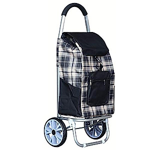 Collapsible Folding Wagon, Folding Shopping Cart Trolley, with Swivel Wheels and Seat Lightweight Waterproof No Noise Grocery Utility Rolling Hand Car
