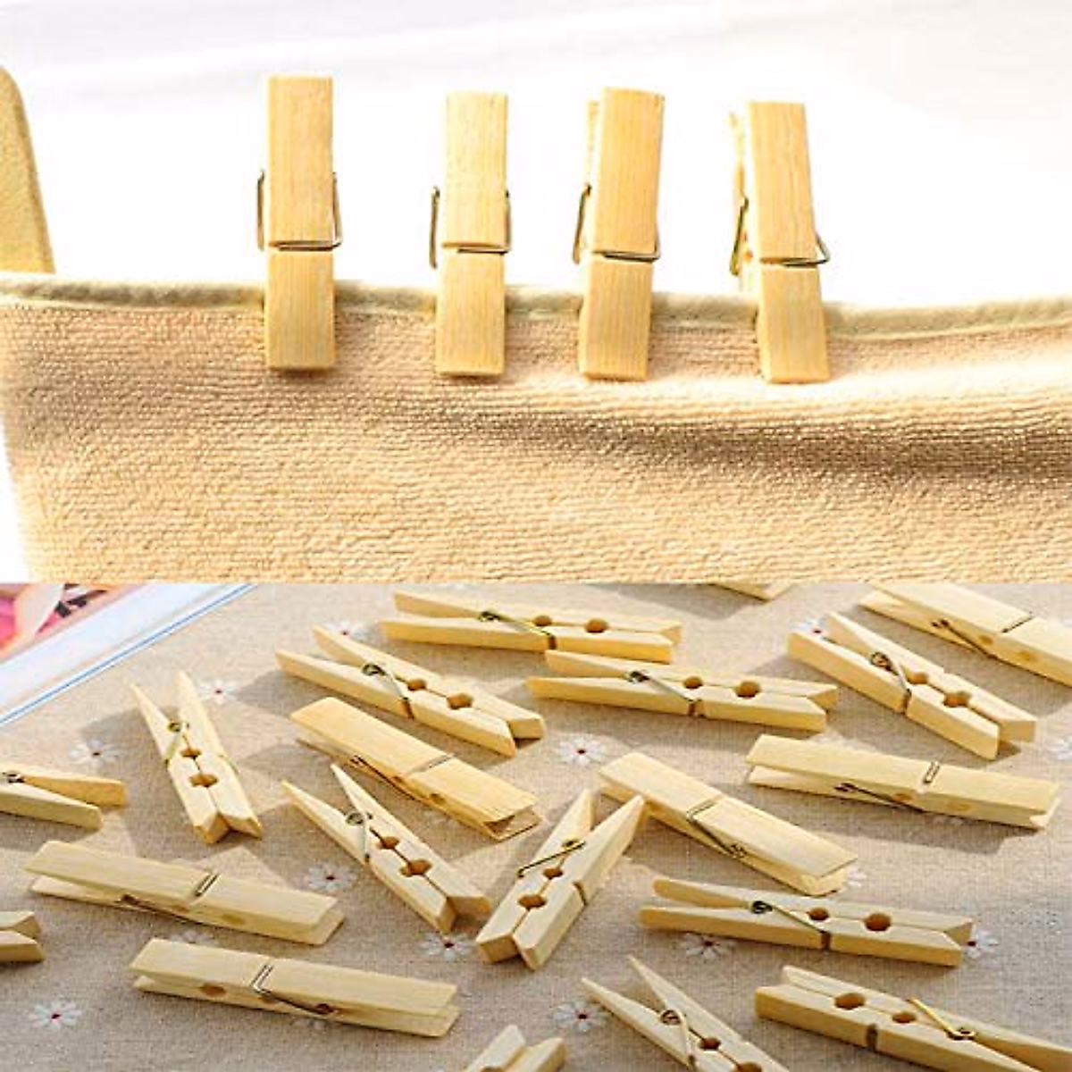 Bamboo Clothespins Heavy Duty Wooden Clothespins Clothes Hanging Pegs Washing Line Airer Wood for Indoor Outdoor 20 Pcs