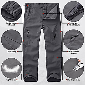 Kids' Cargo Pants, Youth Boys' Hiking Casual Outdoor Quick Dry Boy Scout Uniform Pants #9030-Grey-L
