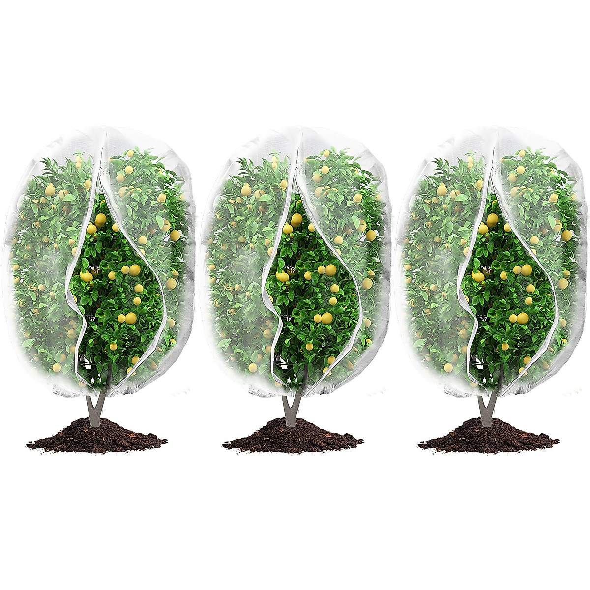 3Pcs Plant Covers from Insects, Bird Netting Barrier for Blueberry Bushes with Drawstring Zipper Mesh Garden Netting Fruit Tree Bags Plants Net Cage for Protect Tomato Vegetable Citrus, 3.3×5Ft