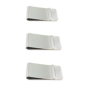 yueton Pack of 3 Brushed Stainless Steel Slim Money Clip Credit Card Cash Holder - Men's Fashion Travel Accessory
