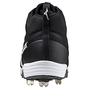 Mizuno 9-Spike Men's Metal Baseball Cleat 11 1/2, Black-White (9000)