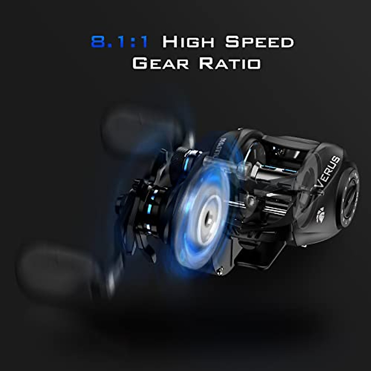 KastKing Verus Baitcasting Fishing Reel, New Assassin Version, Only 5.4 oz. Carbon Fiber Frame & Side Covers, Carbon Fiber Drag System & 11+1 Double Shielded Ball Bearings, 8.1:1 Gear Ratio
