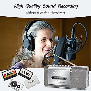 Portable Cassette Recorder Player:Retro Cassette Tape Player with AM FM, Vintage Cassette Player with Big Speaker,Headphone Jack,Powered by 4AA Batteries,AC Charge for Study,Gift to Parents