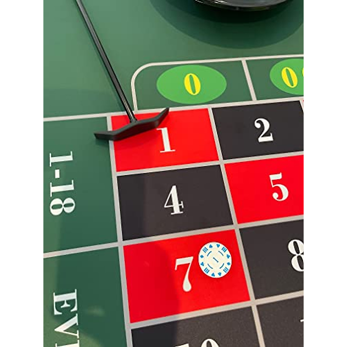 The Gaming Mat Company Roulette Table Mat for Casino Home Game Nights- Deluxe Vegas Roulette Table 35.5" x 71" x 0.12"- Big Mats Smooth Fabric Topper- Space for A Roulette Wheel- Double & Single Zero