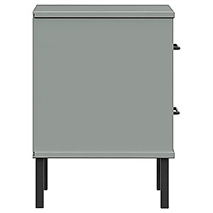 GOLINPEILO Wooden Bedside Cabinet with Metal Legs and 2 Drawers, Solid Wood NightStand End Side Table for Home Office, Gray 15.7"x13.8"x19.1"(B)