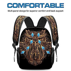 HELVOON School Backpack for Women Men 12.6 x 6.3 x 16 in Travel Backpack Laptop Notebook School Bag for Girls Boys, Stylish Casual Daypack Shoulder Bag Ornate Spiritual Owl