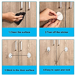 4 Pack Refrigerator Lock Cabinet Locks with Keys Adhesive Freezer Door Fridge Drawer Lock for Child Safety and Privacy, No Drilling (White)