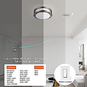 TUUANA 4-Pack LED Ceiling Light Fixtures, 20W 7in Flush Mount Ceiling Lights 2700K/3000K/4000K/5000K/6500K Adjustable, Super Bright Dimmable Ceiling Lamps for Bedroom Bathroom Hallway, Brush Nickel