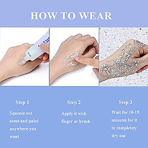 2Pcs White Face&Body Glitter Gel Long Lasting, Unicorn Makeup Face Glitter for Hair Face Nail, Temporary Tattoo for Party Favors Concert Festival, Little Mermaid Sequins White Chunky Body Glitter