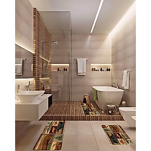 Rustic Cabin Wildlife Kitchen Rug Sets 3 Piece Maple Leaf Bear Moose Deer Country Comfort Mat Farmhouse Floor Mats Washable Doormat Anti Fatigue Non-Slip Kitchen Runner Rugs Bedroom Area Carpet