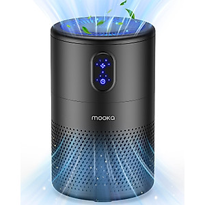 Air Purifier for Home Pets Hair in Bedroom, Covers Large Room Up to 1250 ft², Mooka Air Purifiers for Dorm with Timer, Quiet True HEPA Air Filter Cleaner for Pet Smoke Pollen Dander Hair Smell, Black