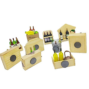 10 pcs/Set Creative Stereoscopic Wine Bottle Series Fridge Magnet Refrigerator Magnetic Sticker Home Deco Magnet Kitchen Accessories (Wooden)