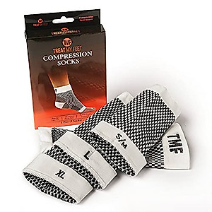 Treat My Feet Three Pairs of Plantar Fasciitis Socks Ankle Compression Sock Improves Blood Circulation, Achilles Heel Support - Alternative to Plantar Fasciitis Night Splints, 3-Pack, Medium