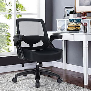 400lb Big and Tall Office Chair, Ergonomic Mesh Desk Chair with Flip Arms,Heavy Duty Home Office Desk Chair, Wide Seat Computer Chair for Heavy People, Executive Rolling Swivel Task Chair for Adults