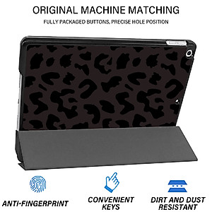 Deokke Compatible with iPad 9th /8th /7th Generation Case(2021/2020/2019) with 2Pcs Screen Protector and Hard Back iPad 10.2 inch Case,Auto Sleep/Wake Cover-Black Purple Leopard Cheetah