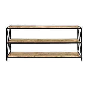 Walker Edison 2 Shelf Industrial Wood Metal Bookcase Tall Bookshelf Storage Home Office, 60 Inch, Barnwood