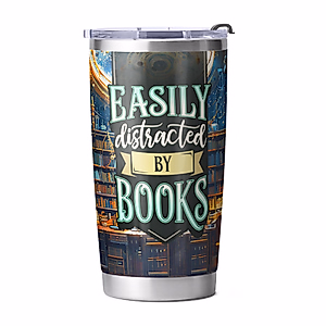 Bad Bananas Gifts for Book Lovers and Readers - 20oz Stainless Steel Tumbler - Easily Distracted By Books