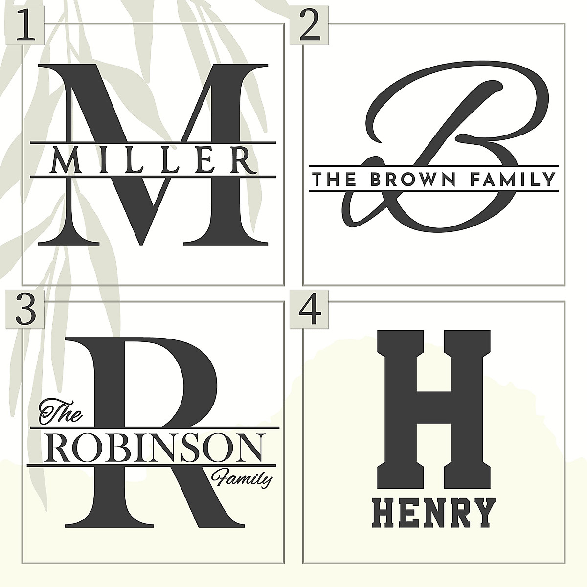 Personalized Initial Name Vinyl Wall Sticker for Room Decor - 18 Vinyl Color 4 Font - Custom Family Name Vinyl for Decoration - Customized Decal for Door Bedroom Nursery Kithcen Art for Kids Women C1