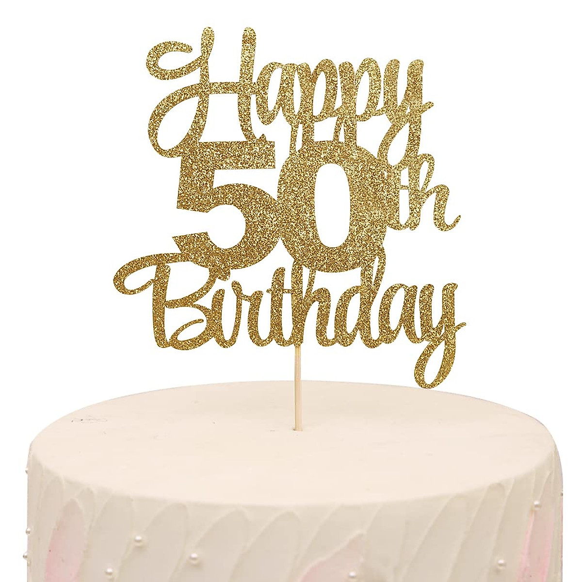 Happy 50th Birthday Cake Topper - 50th Anniversary Cake Topper，happy 50th Birthday Cake Topper，50 Cake Topper Gold，50th Birthday Cake Topper，50th Anniversary Cake Topper Gold Party Decorations
