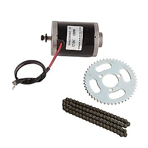 12V 120W High Speed Electric DC Brushed Motor Kit, Electric Scooter Brushed Motor Kit with 25H76 Chain and 25H 3 Hole 47 Teeth Crankset for Bike e-Bike ATV