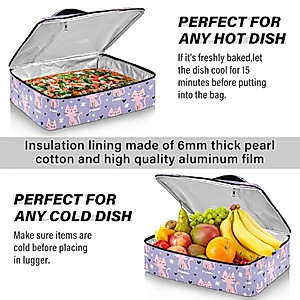 Kcldeci Insulated Thermal Food Carrier Insulated Casserole Carrier for Hot or Cold Food,Cute Cat (2) Insulated Tote Bag for Potluck Cookouts Parties Picnic,Lasagna Lugger
