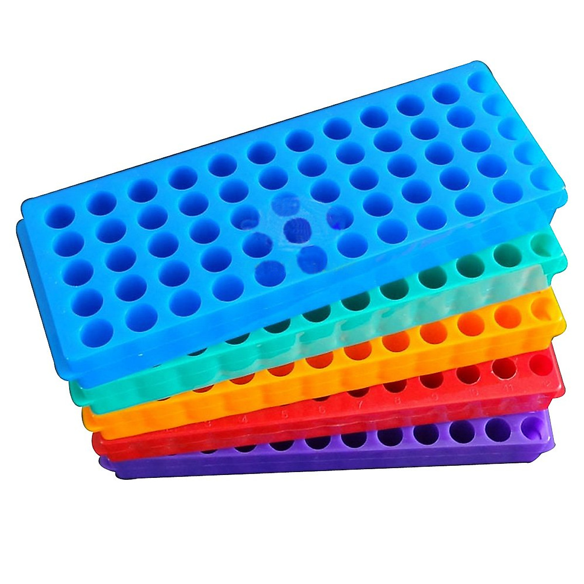 5 Pcs Tube Rack Double Panel Microcentrifuge PCR Centrifuge Tube Holder, 60-Well