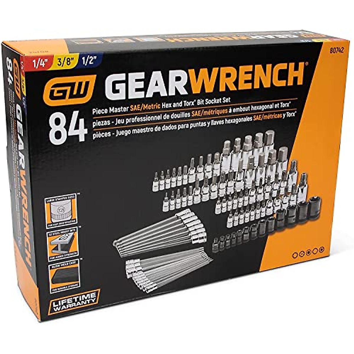 GEARWRENCH 84 Pc. Master SAE/Metric Hex And Torx Bit Socket Set - 80742