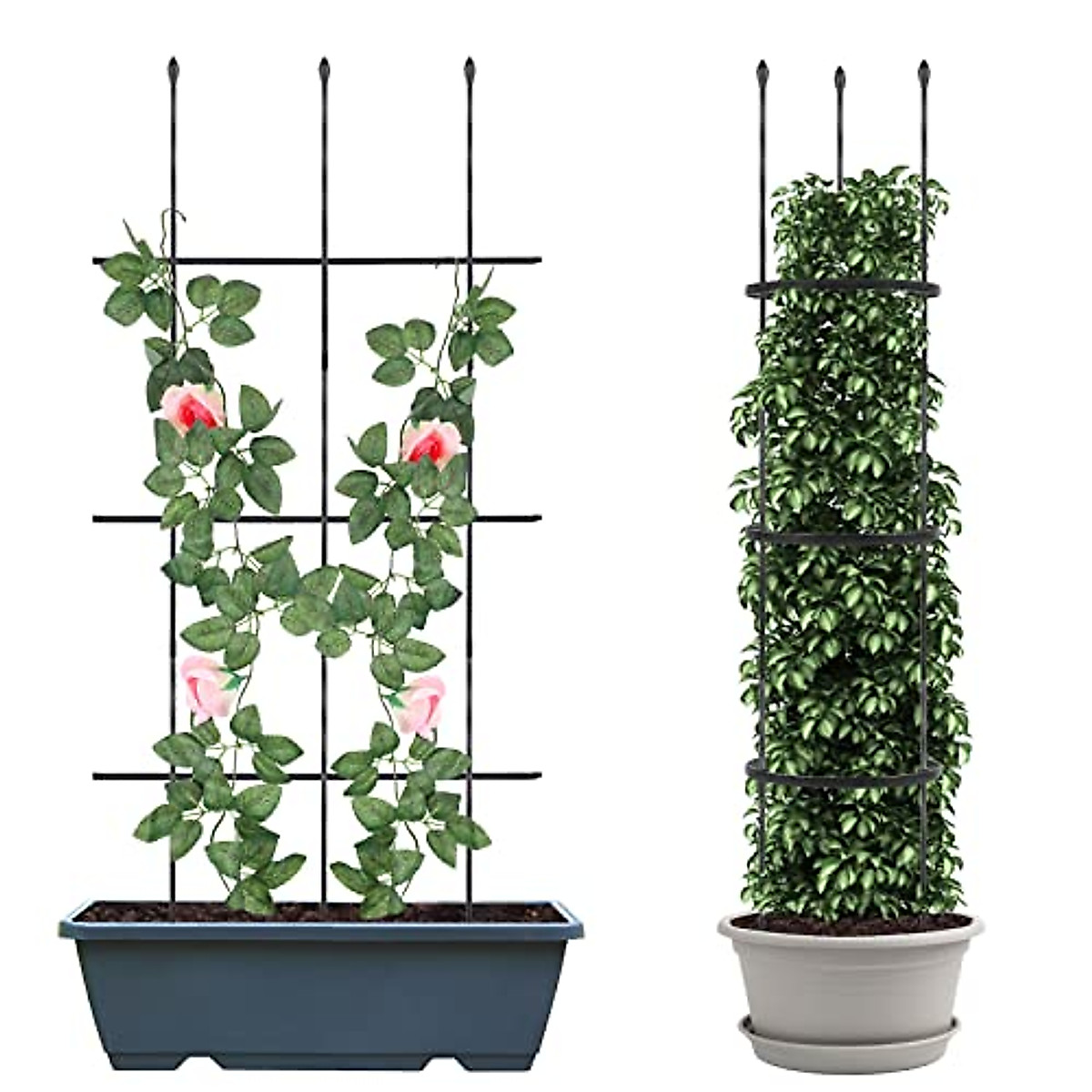 2 Pack Garden Trellis, 2 in 1 Plant Cages & Supports for Vines Crop, Plant Trellis for Climbing Plants Indoor Outdoor, Plant Stake for Flower, Vegetable, Tomato,Vines, Pot Trellis for Potted Plants