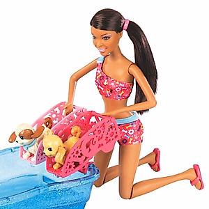 Barbie Swim and Race Pups African-American Doll Playset