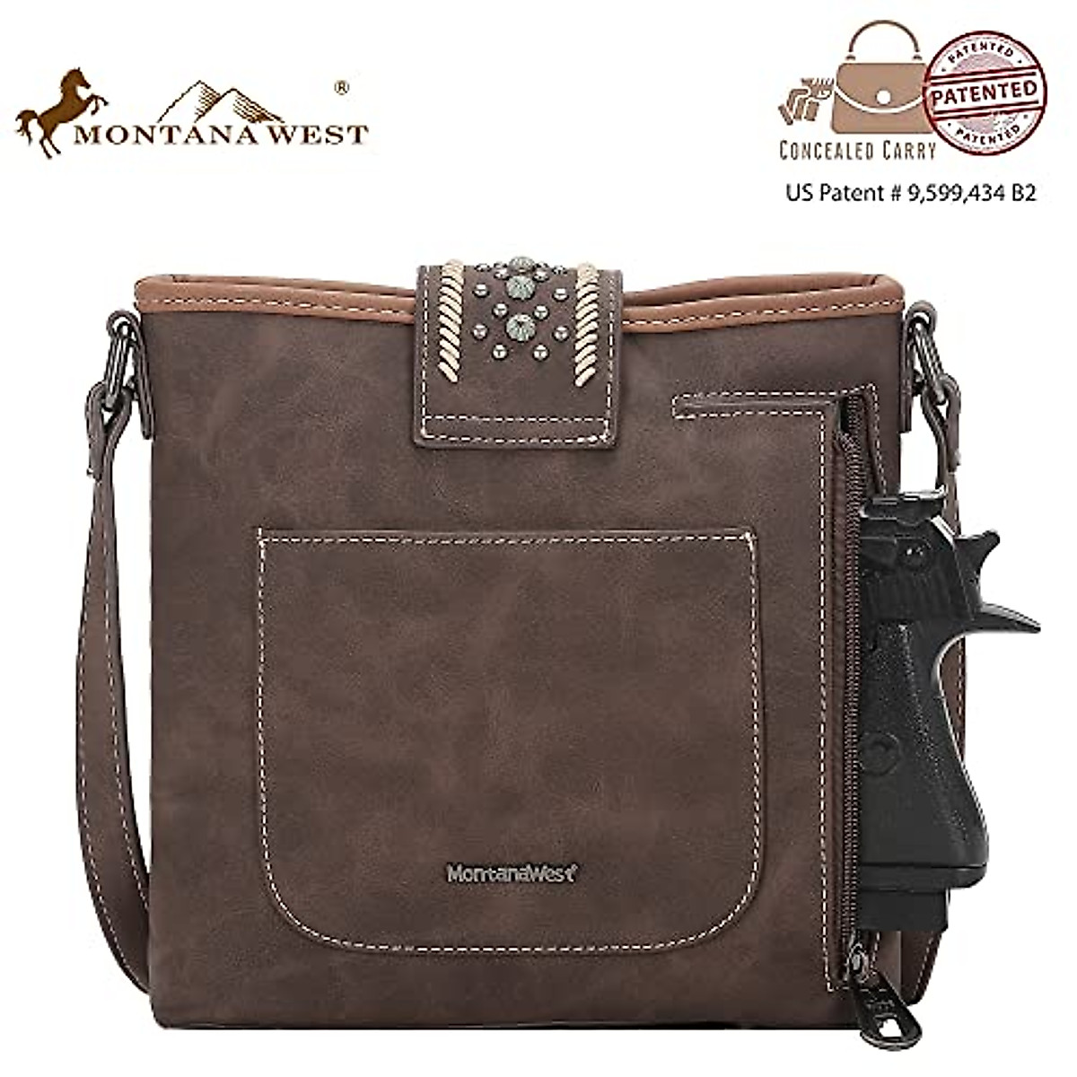 Montana West Concho Collection Crossbody Bag for Women Fashion Top Handle Bag Western Purses and Handbags MW1061G-9360CF