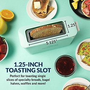 Nostalgia MyMini Single Slice Toaster, Extra Wide Slot, Adjustable Temperature, Removable Crumb Tray, Aqua