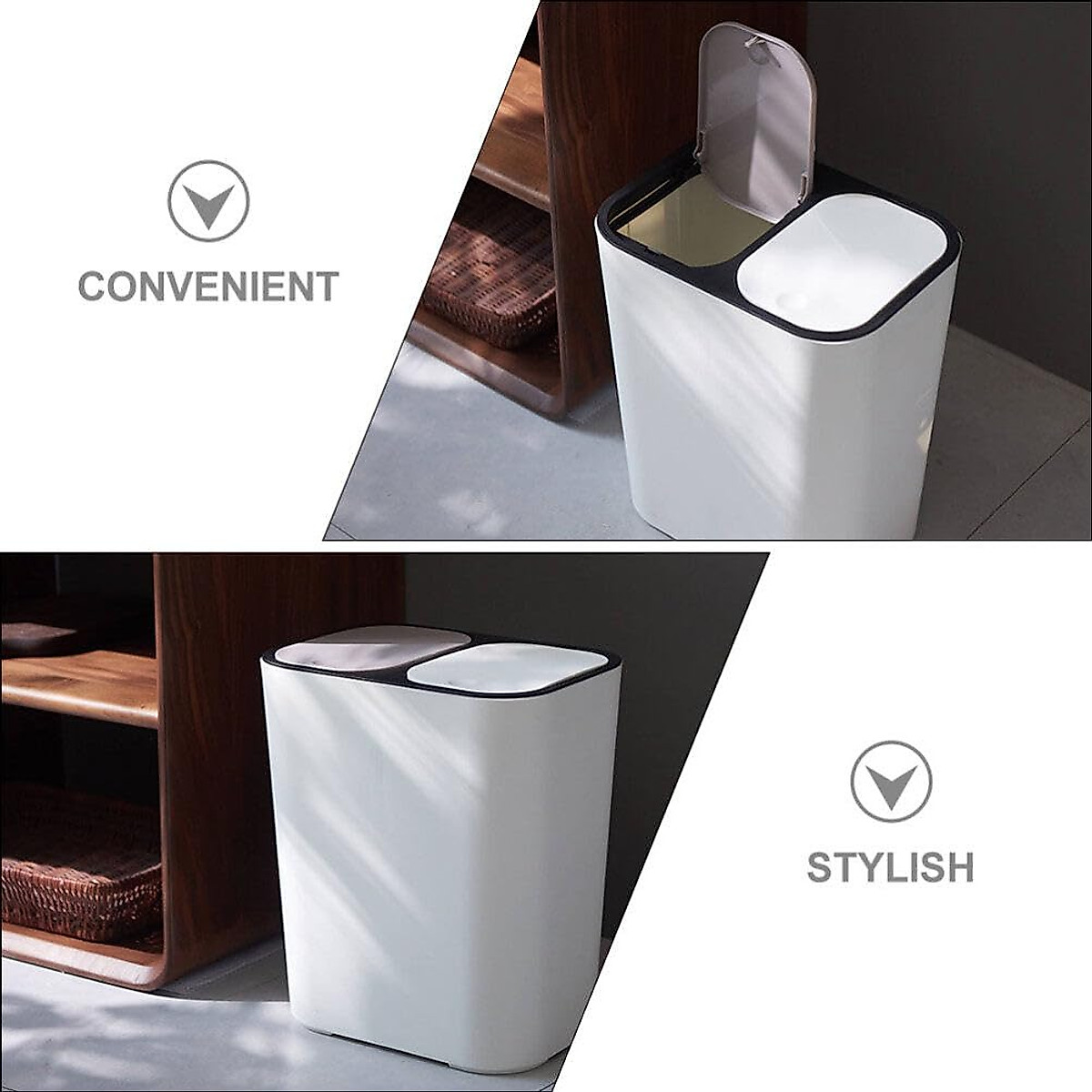 Kisangel 1pc Dual Trash Can for Recycling and Trash Garbage Can with Lid Trash Can Kitchen(15L)