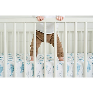 100% Cotton Fitted Crib Sheet - Premium Baby Bedding - Soft, Breathable & Durable - Shark Print