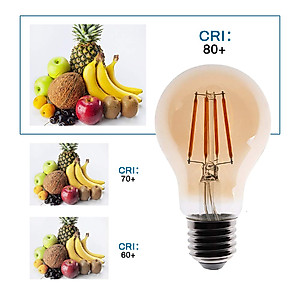 Vintage LED Edison Light Bulbs, A19 Edison Bulbs, 6W Equivalent to 60W, 2200K Warm White, Antique Dimmable LED Filament Bulb, Amber Light Bulbs, Old Fashioned Light Bulbs, E26, 6 Pack