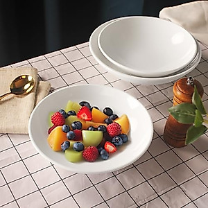 Creativity Home Pasta Bowls 28 OZ, Large Salad Bowls and Serving Bowls, Soup Bowl, Ceramic Pasta Plates, Set of 4, White 8.1 Inch