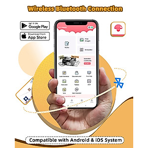 Memoqueen Mini Sticker Printer M04AS Portable Thermal Printer Wireless Bluetooth Printer for iPhone, Support 15/53/80/110mm Paper, Compatible with iOS & Android, Great for Memo, Notes, Photo, Journal