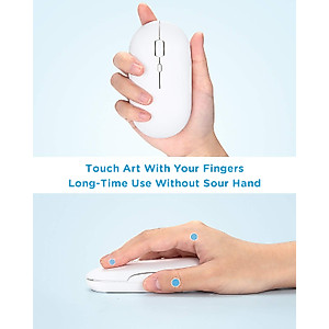 Rechargeable Bluetooth Mouse , seenda Wireless Dual Mode Mouse , 3 Adjustable DPI, USB-Type-C Cordless Mouse for iPad OS 13, MacBook, PC, Chromebook, PS4 Pro, PS5 (White)