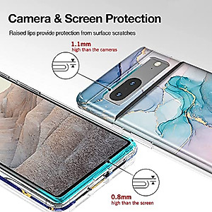 luolnh Pixel 7 Case,Google Pixel 7 Marble Glitter Brilliant Cute Design Soft Silicone Rubber TPU Bumper Cover Phone Case for Google Pixel 7 6.3 Inch(2022)-Green&Purple