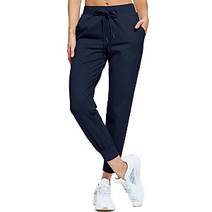 Libin Women's Joggers Pants Athletic Sweatpants with Pockets Running Tapered Casual Pants for Workout,Lounge, Navy L